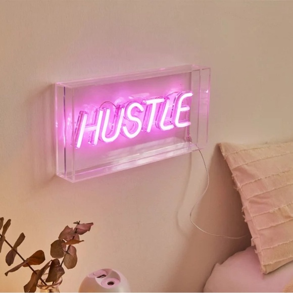 Art | Led Neon Hustle Lightup Clear Acrylic Box Pink | Poshmark